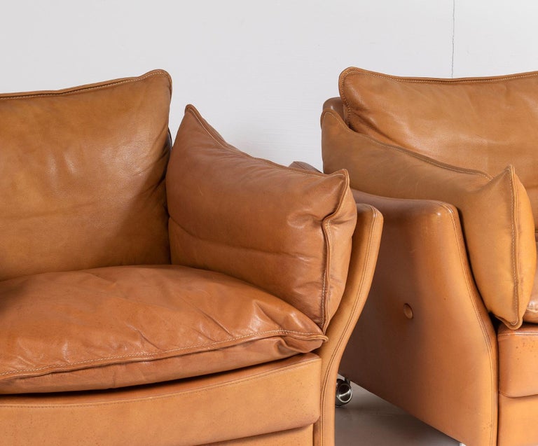 Mid-Century Modern 1980s Pair of Danish Svend Skipper Tan Leather Club ...
