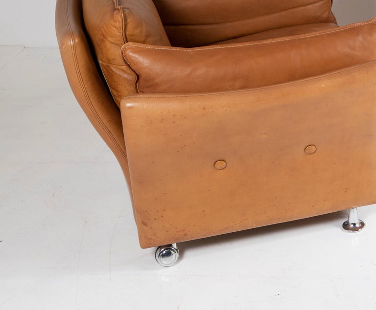 Mid-Century Modern 1980s Pair of Danish Svend Skipper Tan Leather Club ...