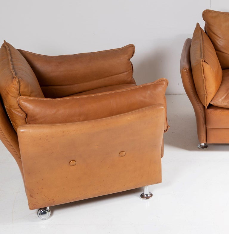 Mid-Century Modern 1980s Pair of Danish Svend Skipper Tan Leather Club ...