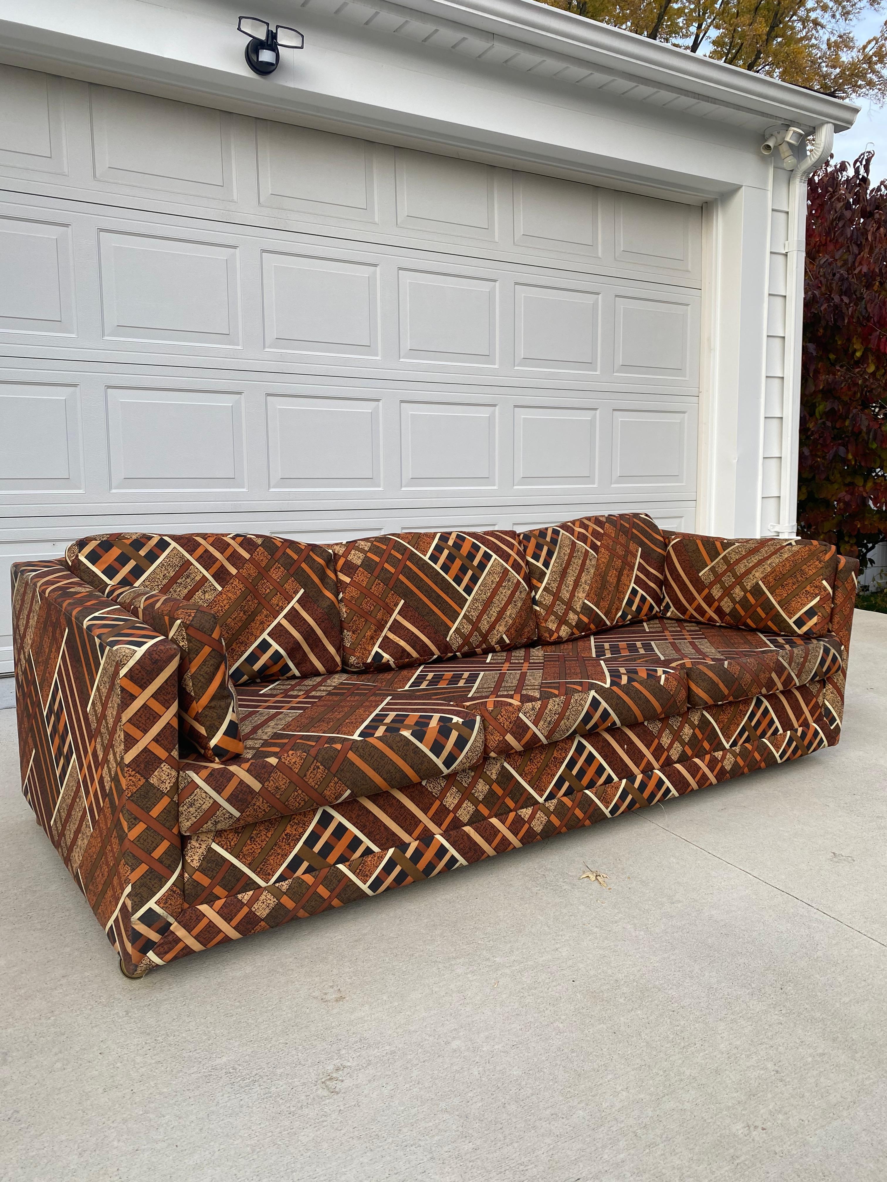Mid-Century Modern 1980's Retro Tuxedo Sofa at 1stDibs