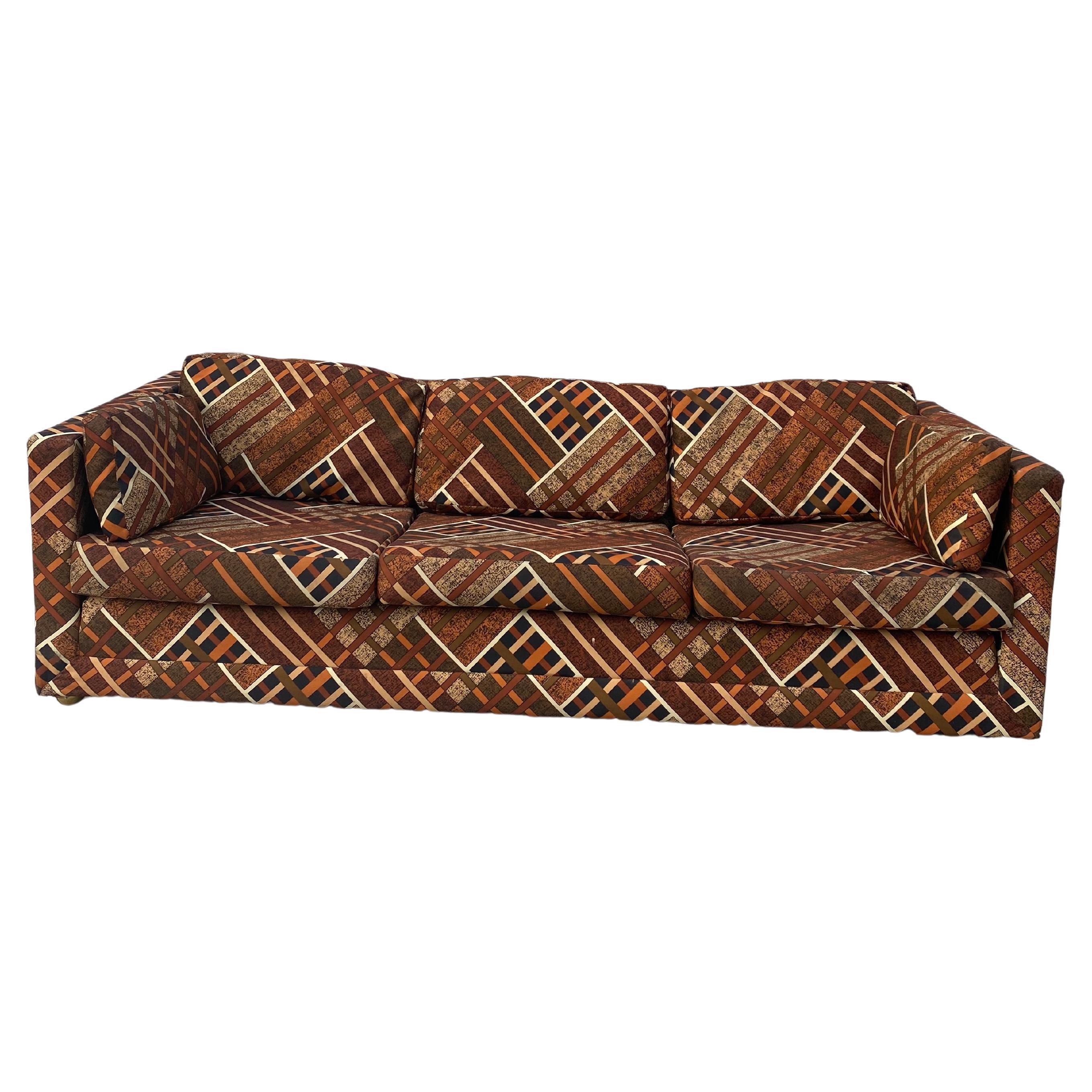 Retro Mid Century Modern Sleek Sofa For Sale at 1stDibs
