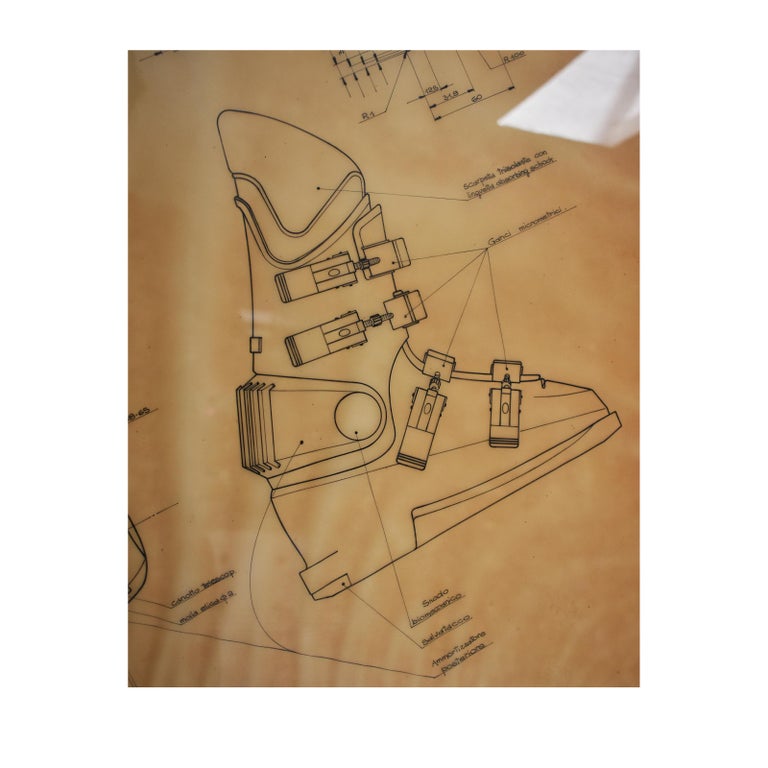 Mid-Century Modern, 1980s Technical Drawing, Italian Manufacture, Ski ...