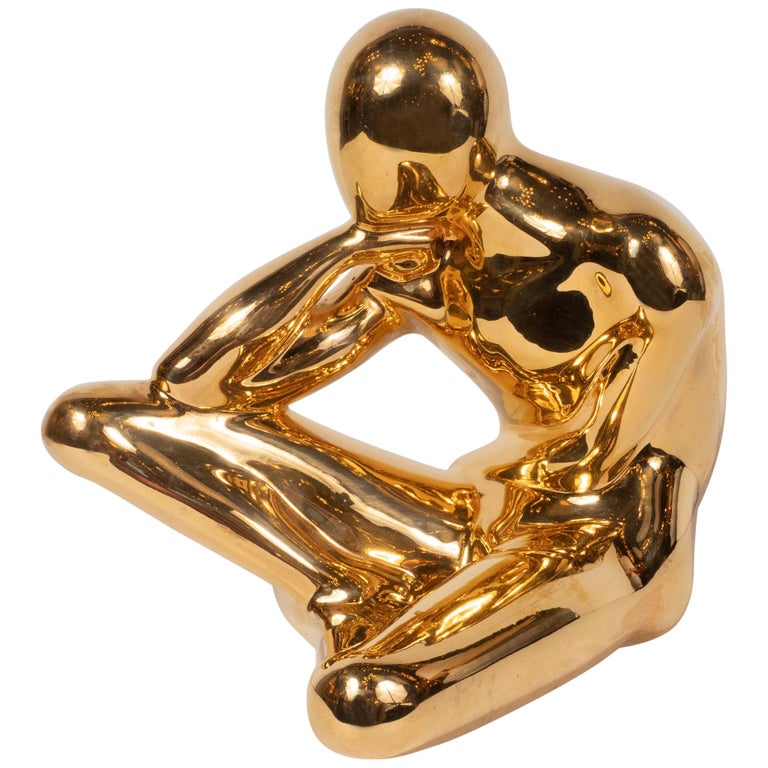 Mid-Century Modern 24-Karat Gold Glazed Ceramic Male Figurative ...