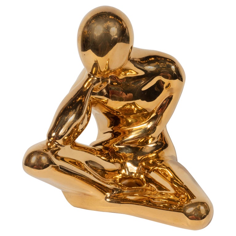 Mid-Century Modern 24-Karat Gold Glazed Ceramic Male Figurative ...
