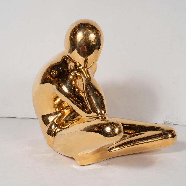 Mid-Century Modern 24-Karat Gold Glazed Ceramic Male Figurative ...