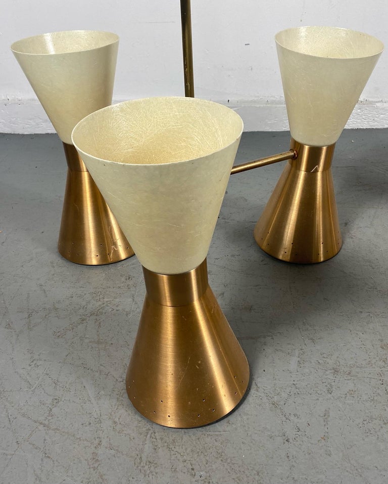 Mid-Century Modern 3-Cone "Hourglass" Hanging Pendant Attributed to ...