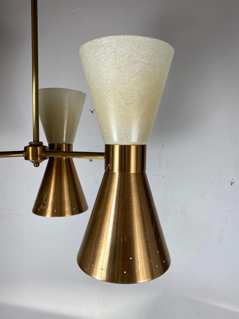 Mid-Century Modern 3-Cone "Hourglass" Hanging Pendant Attributed to ...