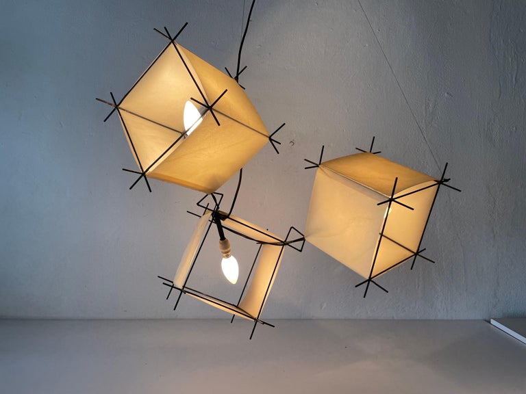 Mid-Century Modern 3 Cubes Design Ceiling Lamp, 1950s, Italy For Sale ...
