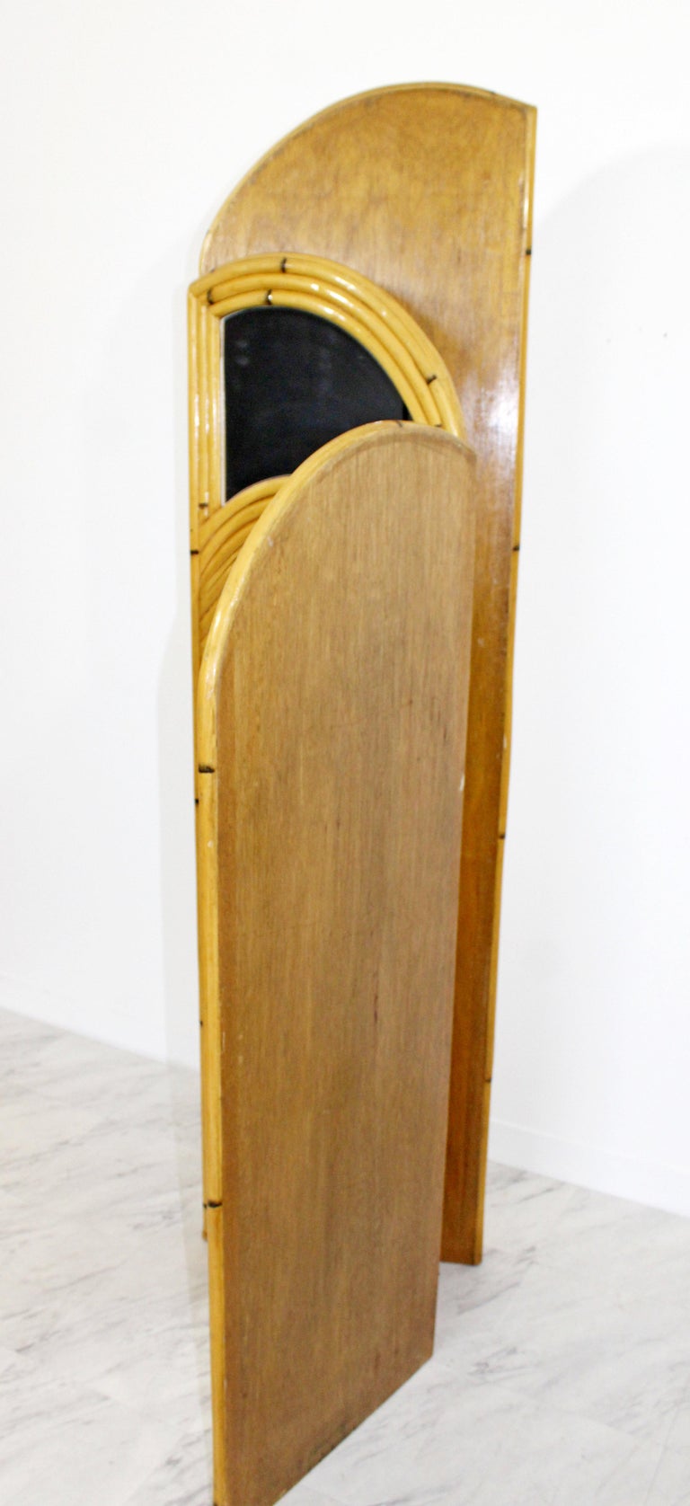 Mid-Century Modern 3 Panel Rattan and Mirror Folding Screen Room ...