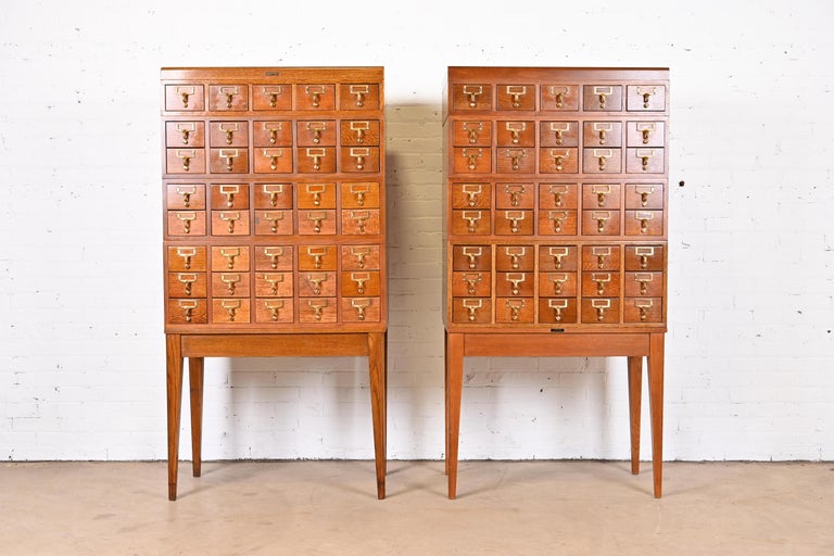 Mid-Century Modern 40-Drawer Oak Library Card Catalogs by Gaylord Bros ...