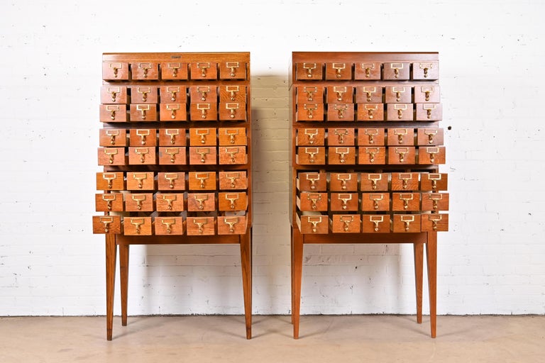 Mid-Century Modern 40-Drawer Oak Library Card Catalogs by Gaylord Bros ...