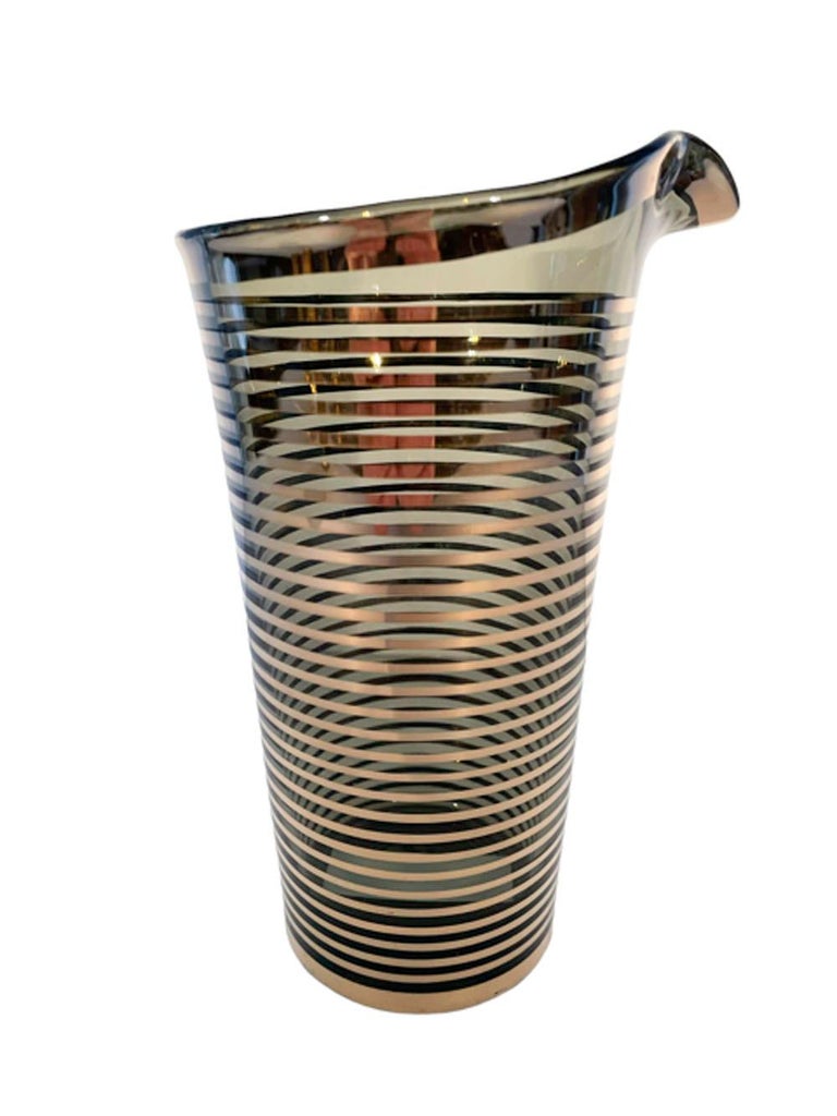 Mid-Century Modern 5pc Tinted Glass Cocktail Set with Thin Gold Band ...