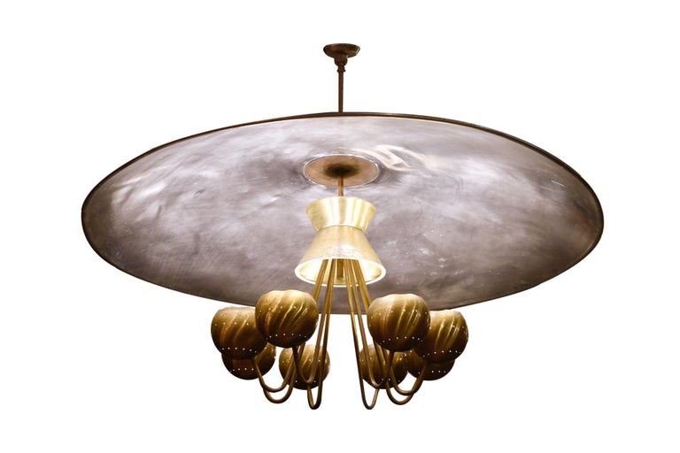Mid-Century Modern 8-Light Chandelier with Massive Reflector Bowl at ...