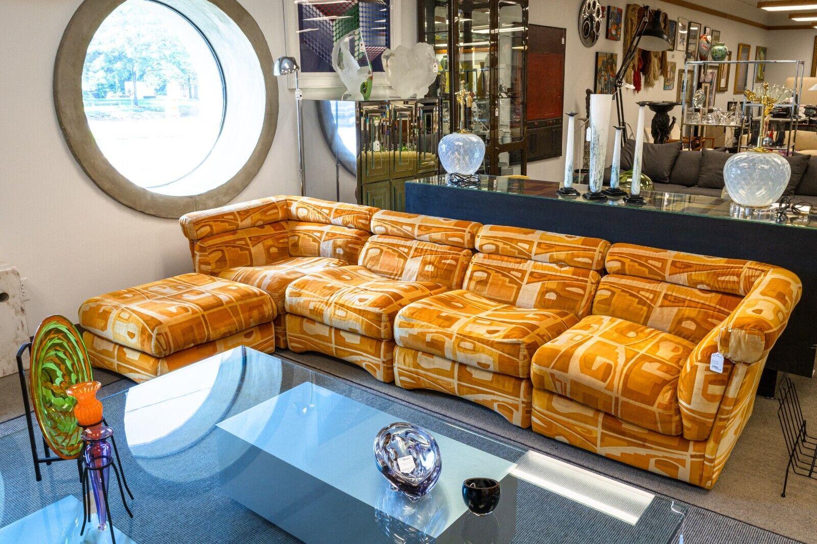Mid Century Modern 8pc Modular Lenor Larsen Style Orange Sofa Sectional ...