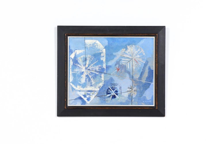 Mid-Century Modern Abstract Blue Painting by Richard Cowell, c.1955 For ...