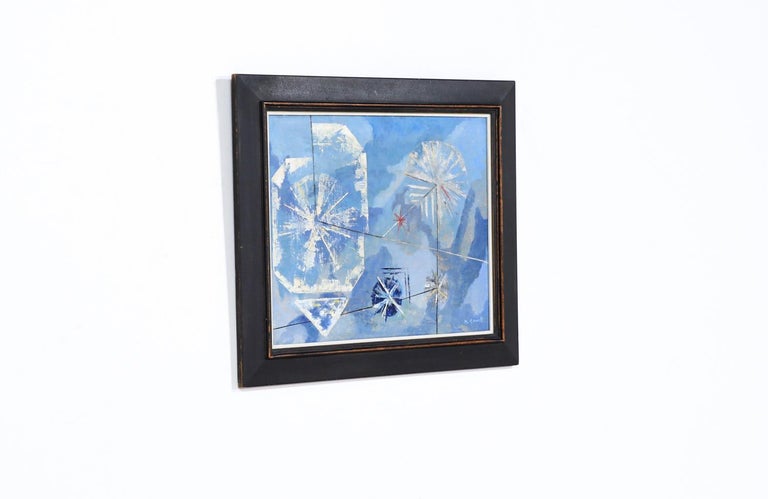 Mid-Century Modern Abstract Blue Painting by Richard Cowell, c.1955 For ...