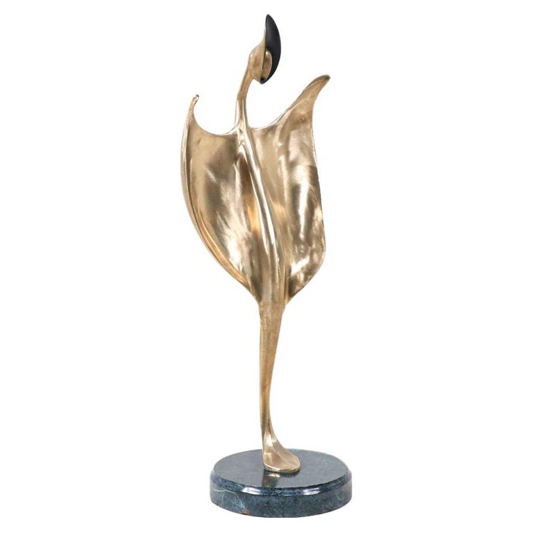 Mid-Century Modern Abstract Brass Sculpture with Marble Base For Sale ...