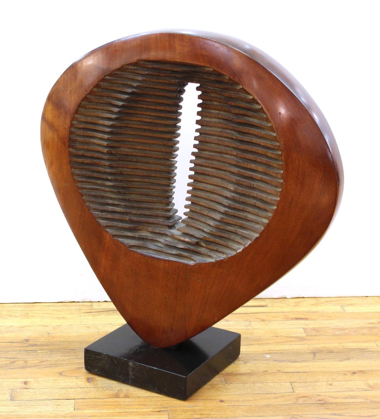 Mid-Century Modern Abstract Carved Wood Sculpture at 1stDibs