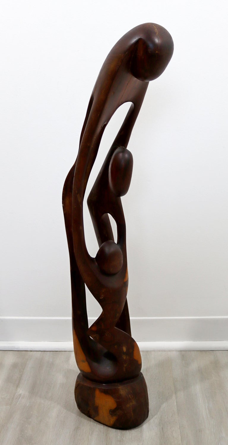 Mid-Century Modern Abstract Figurative Wood Carving Floor Sculpture For ...