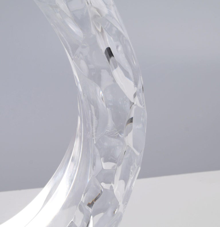 Mid-Century Modern Abstract Hand Carved Lucite Sculpture on an Oval ...