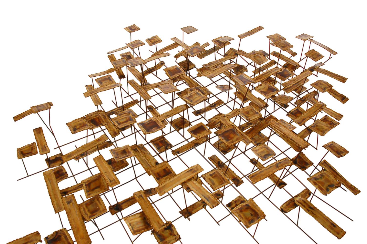 Mid-Century Modern Abstract Metal Wall Art or Sculpture in Brass and ...