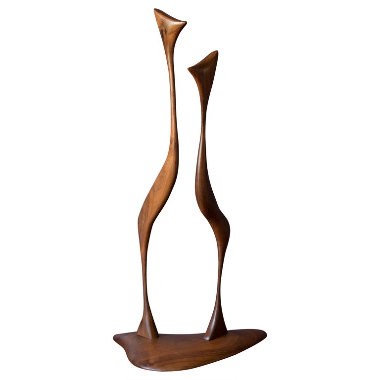 Mid-Century Modern Abstract Walnut Birds Sculpture at 1stDibs