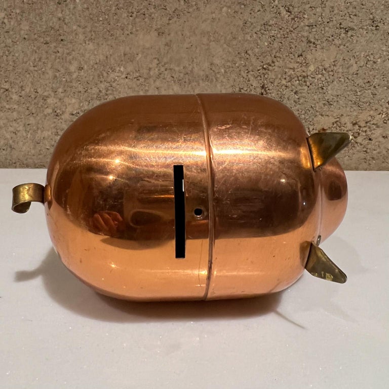 Mid-Century Modern Adorable Piggy Bank in Shiny Copper For Sale at 1stDibs