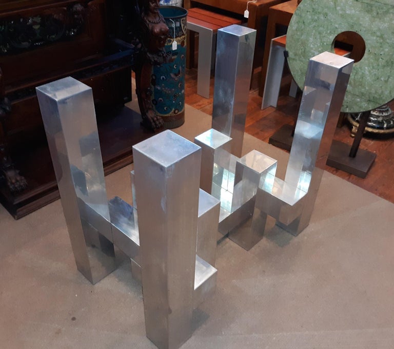 Mid-Century Modern Aluminum and Glass Cityscape Table For Sale at 1stDibs