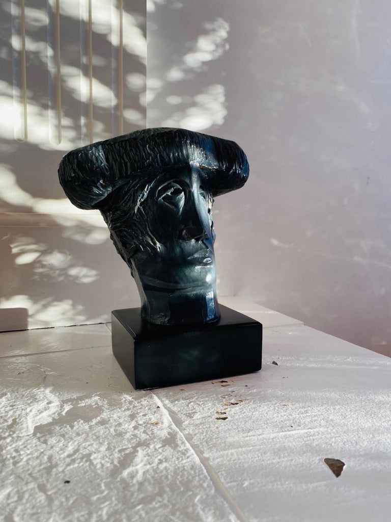 Mid Century Modern Alvar Sunol Signed Bronze Overlay Matador Bust ...