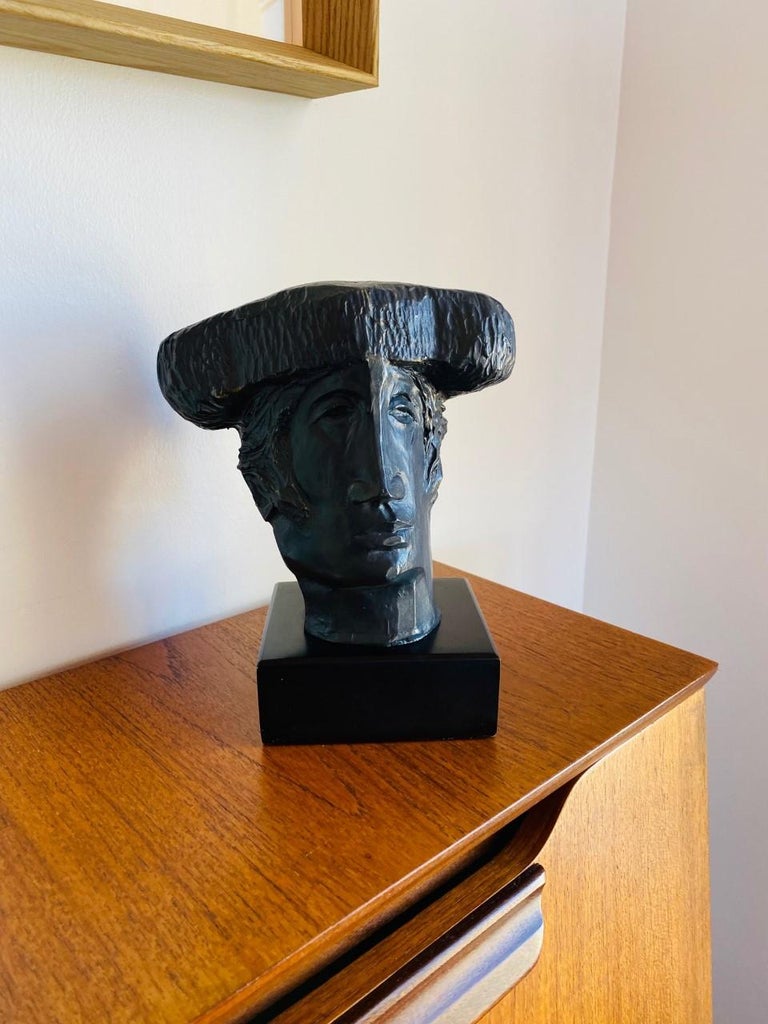 Mid Century Modern Alvar Sunol Signed Bronze Overlay Matador Bust ...