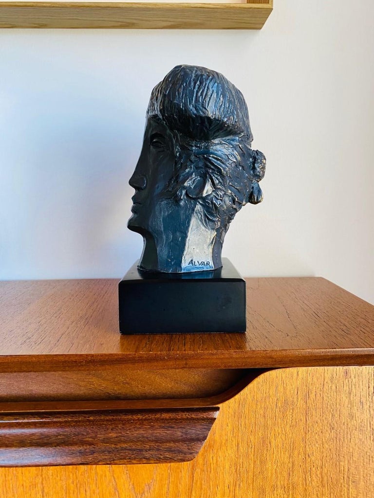 Mid Century Modern Alvar Sunol Signed Bronze Overlay Matador Bust ...