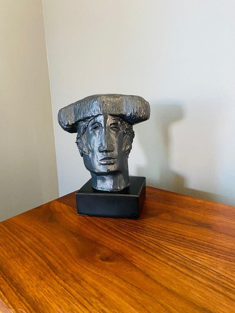 Mid Century Modern Alvar Sunol Signed Bronze Overlay Matador Bust ...