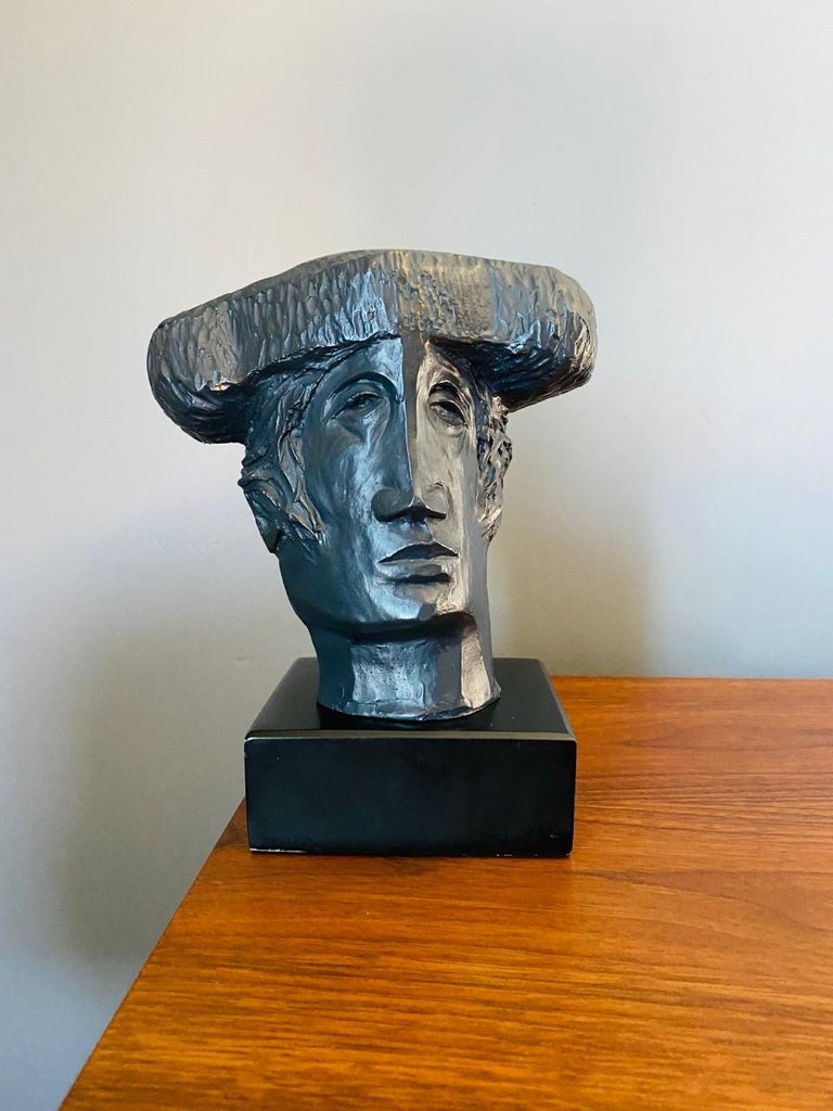 Mid Century Modern Alvar Sunol Signed Bronze Overlay Matador Bust ...