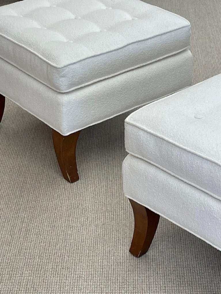 Mid-Century Modern American Designer Tufted Ottomans, Stools, Walnut ...