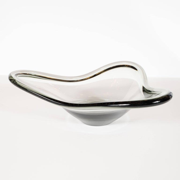 Mid-Century Modern Amorphic Smoked Translucent Glass Bowl by Holmegaard ...