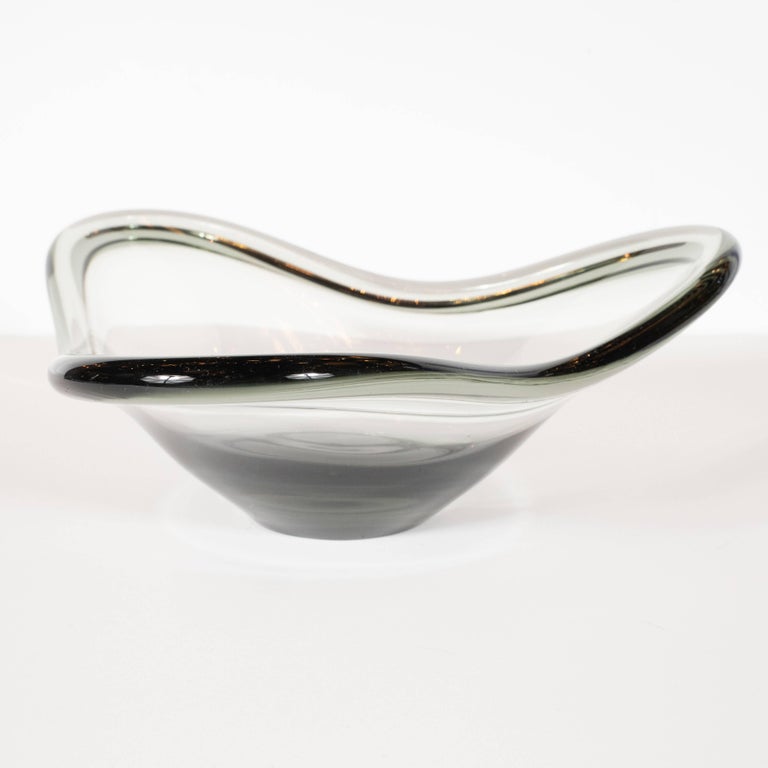 Mid-Century Modern Amorphic Smoked Translucent Glass Bowl by Holmegaard ...