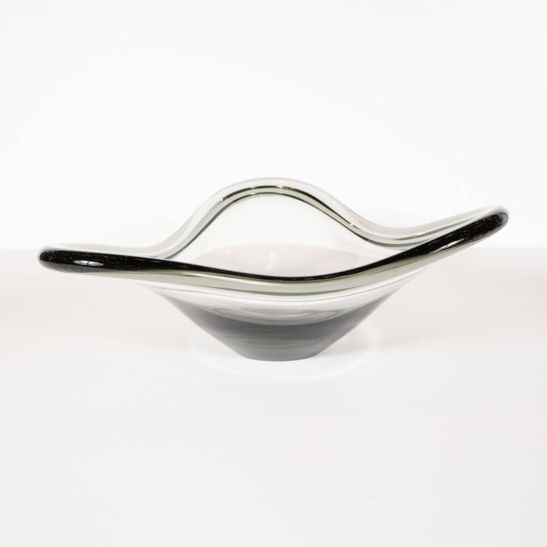 Mid-Century Modern Amorphic Smoked Translucent Glass Bowl by Holmegaard ...