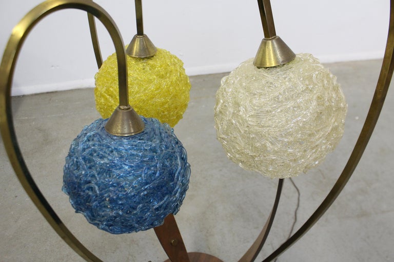 Mid-Century Modern Amorphous Walnut Brass Flower Spaghetti 3-Way Table ...