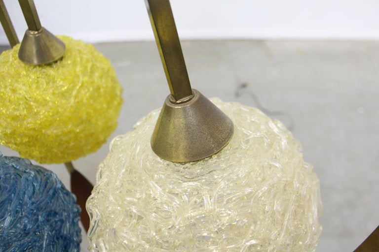 Mid-Century Modern Amorphous Walnut Brass Flower Spaghetti 3-Way Table ...