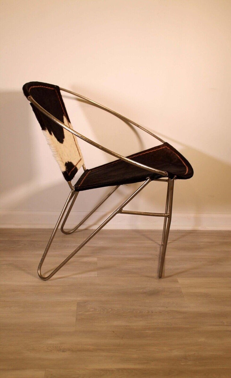 Mid-Century Modern Animal Hide Iron Hoop Chair at 1stDibs