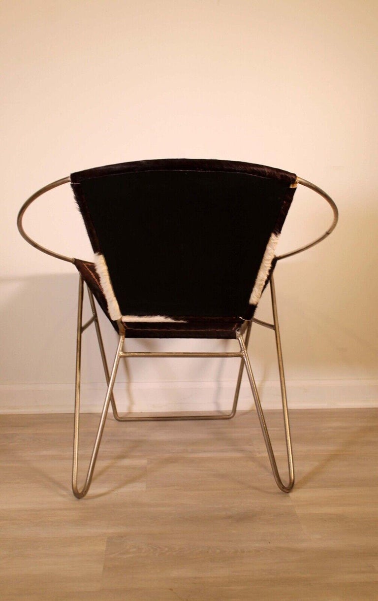 Mid-Century Modern Animal Hide Iron Hoop Chair at 1stDibs
