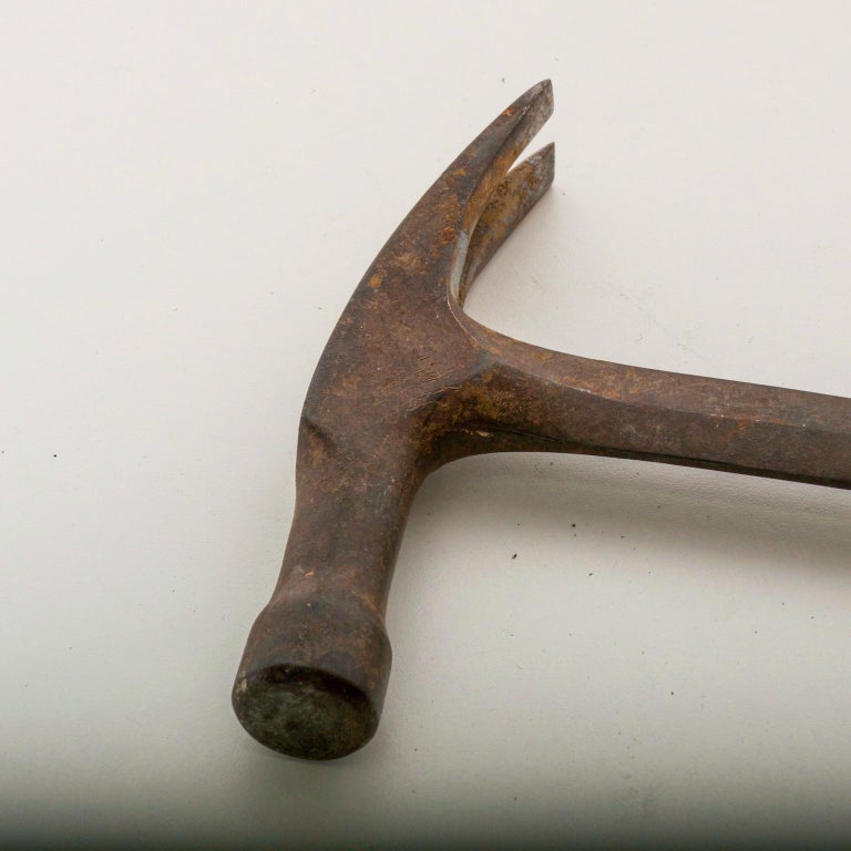 Mid-Century Modern Antique Vintage Hammer Tool, Leather and Forged Iron ...