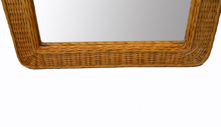 Mid-Century Modern Arch Handwoven Rattan / Wicker Wall Mirror Boho Chic ...