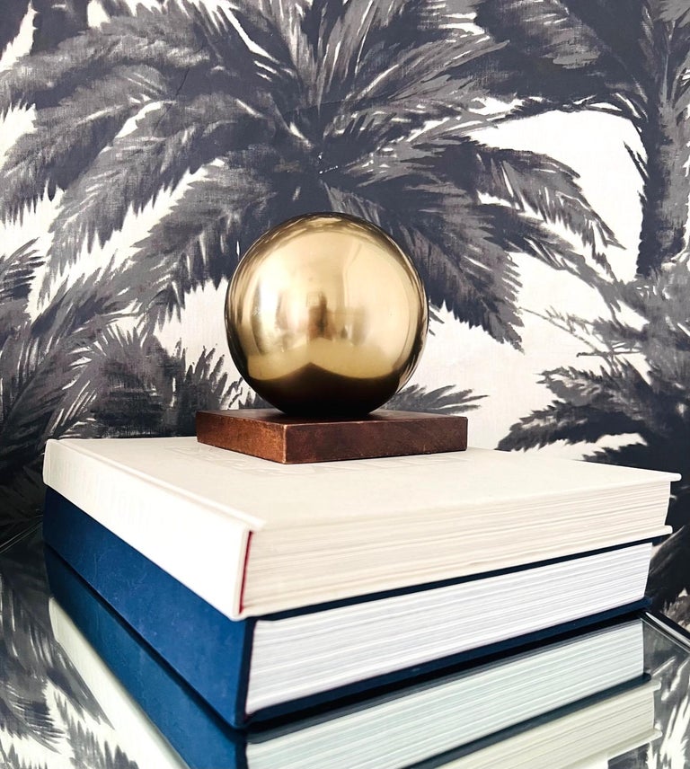 Mid-Century Modern Architectural Brass Globe Sculpture and Bookend ...