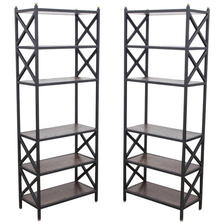 Mid-Century Modern Architectural X-Form Bookcases or Étagères, Pair ...