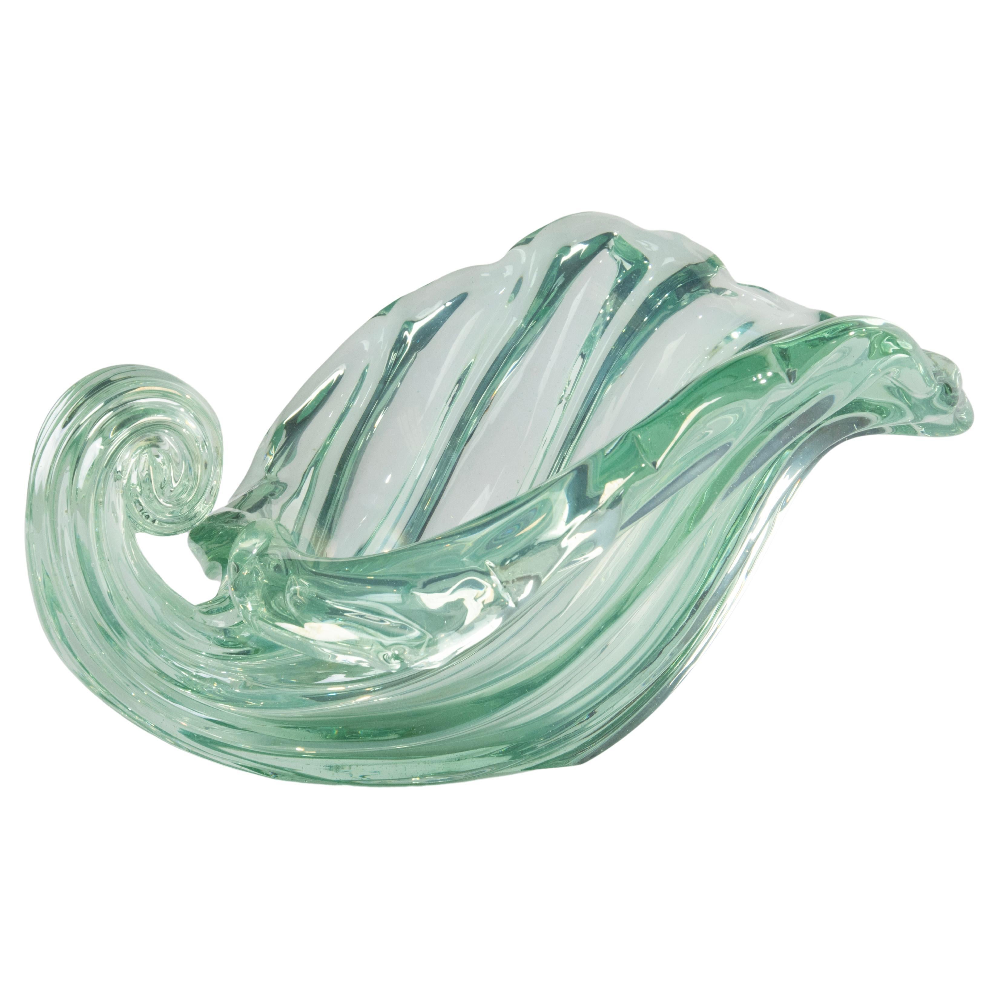 Mid-Century Modern Art Glass Murano Shell Dish - Attr. to Seguso For ...