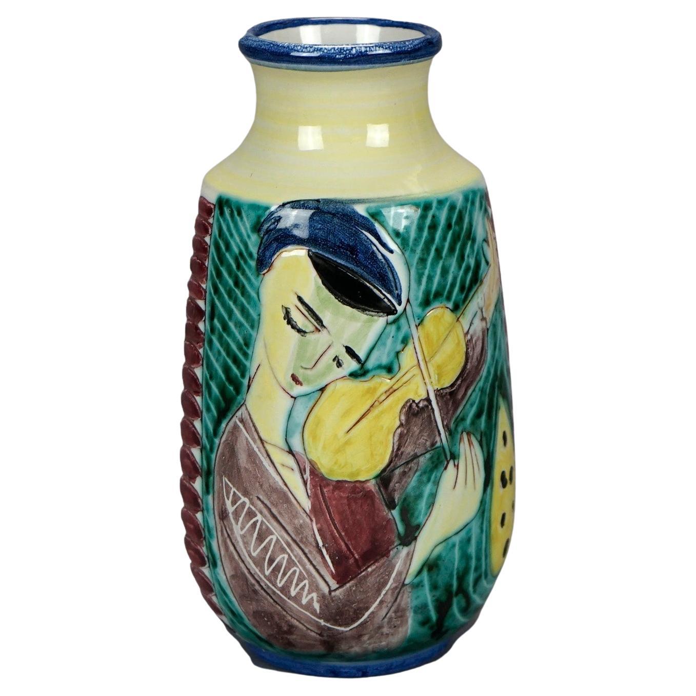Elsa Benattar Studio Pottery Handled Vase 20th Century For Sale at 1stDibs