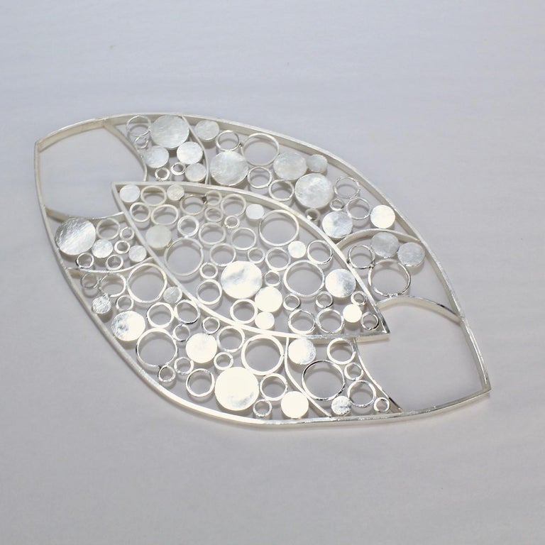 Mid-Century Modern Artist Signed Handmade Sterling Silver Trivet with ...