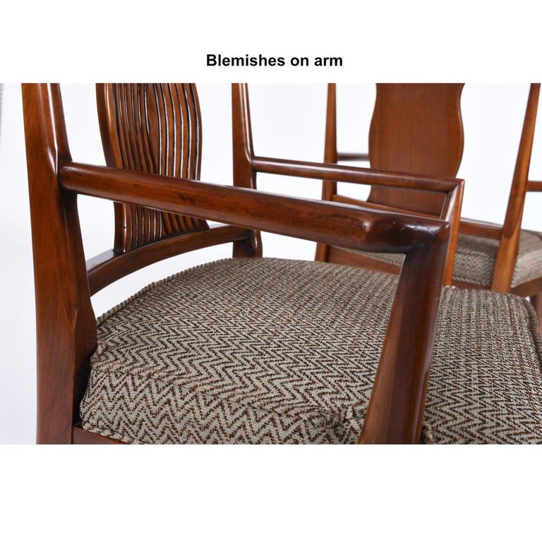 Mid-Century Modern Asian Chinoiserie Sabre Leg Walnut Dining Chairs For ...