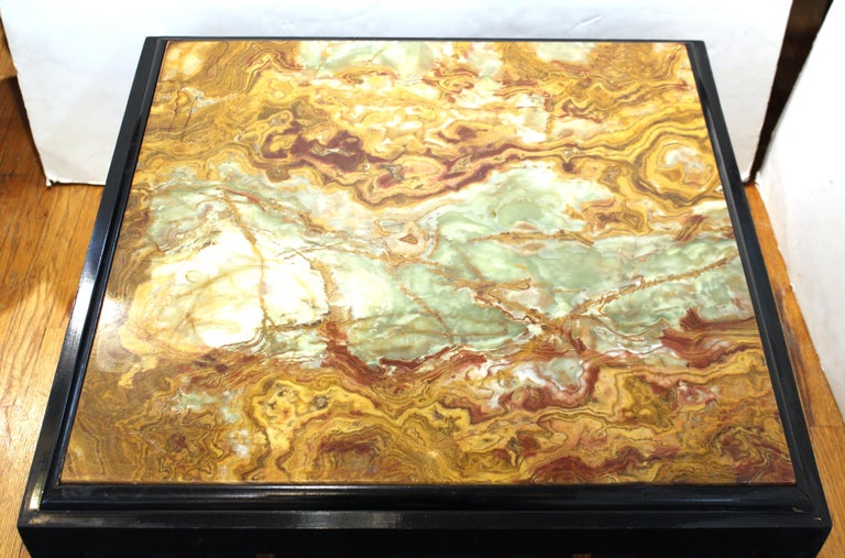 Mid-Century Modern Asian Style Cocktail Table with Marble Top at 1stDibs